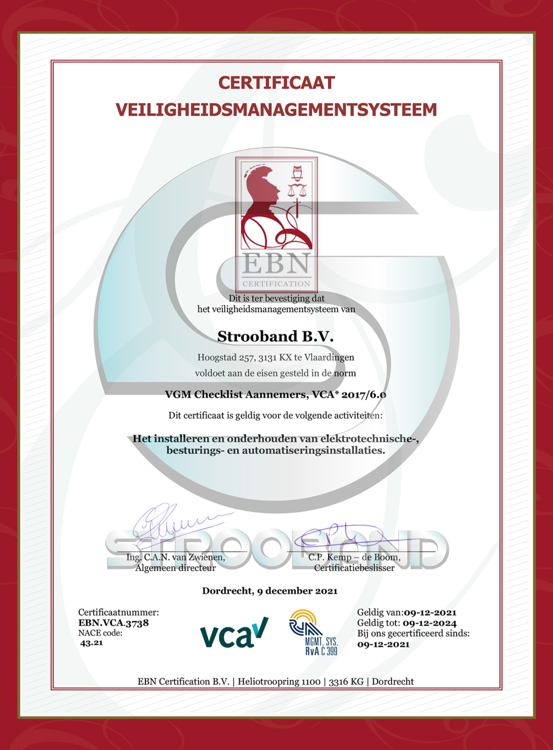 CERTIFICATEN – Strooband